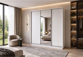 Skříň s posuvnými dveřmi 2000x2200x600 2LTD 1 Zrcadlo Nymphea Alba, profil stříbrný