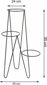 STOJAN NA KVĚTINÁČ TRIPOD 95X45X24 CM ČERNÁ
