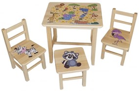 Drew-mix Dětský stůl ze dřeva se židličkami ZOO Vzor G1