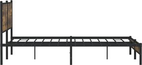 Kovový rám postele bez matrace kouřový dub 200 x 200 cm 3301380