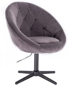 LuxuryForm DESIGN Otočné křeslo VERA VELUR na černém kříži - tmavě šedé