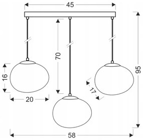 Lustr na lanku STONES 3xE27/40W/230V