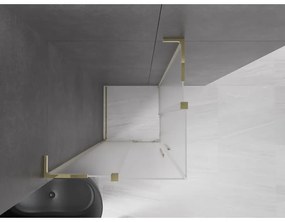 Mexen Velar L Duo, sprchový kout s posuvnými dveřmi 80 x 80 cm, 8mm sklo námraza, zlatá lesklá, 871-080-080-02-33-50