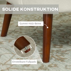 HOMCOM Křeslo s opěradlem, zaoblené područky, čalouněné lounge křeslo se vzhledem kabelu, dřevěné nohy, do ložnice, obývacího pokoje, do 120 kg, krém…