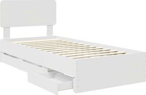 Rám postele se zásuvkou Bílá 75 x 190 cm Dřevěný materiál 3412234