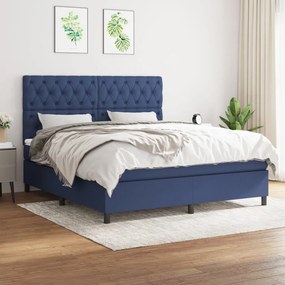 Box spring postel s matrací modrá 160x200 cm textil 3142031
