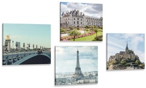 Set obrazů okouzlující Francie - 4x 60x60 cm