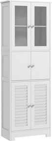 HOMCOM Sloupcový pomocný nábytek do koupelny s 6 dveřmi, nastavitelnými policemi a protiskluzovým designem moderní koupelnová skříň 60x30x170,5 cm bíl