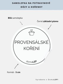 Samolepka na kořenky PROVENSÁLSKÉ KOŘENÍ bílá 5 cm základní písmo