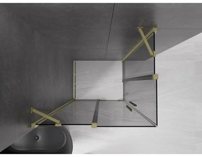 Mexen Velar Duo, sprchový kout s posuvnými dveřmi 90 x 80 cm, 8mm šedé sklo, zlatá matná, 871-090-080-42-55