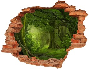 Wallmuralia Díra 3D ve zdi nálepka Tropická džungle 90x70 cm