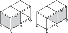 Tchibo - Kovový odkládací stolek »Cn3« s 1 výklopnými dvířky a kolečky - barva: šedá