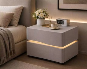 LuxuryForm DESIGN Noční stolek ALVA s LED osvětlením – světle šedý