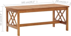 Konferenční stolek 102 x 50 x 43 cm masivní akáciové dřevo 310265