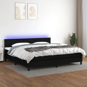 Box spring postel s matrací a LED černá 200x200 cm textil 3133183