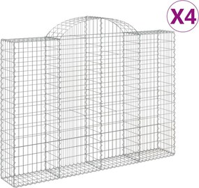 Klenuté gabionové koše 4 ks 200x30x140/160cm pozinkované železo 3146154