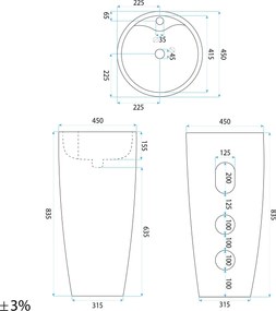 Rea Anya Savana Matt, volně stojící umyvadlo 840x450x450 mm, imitace kamene, REA-U3614