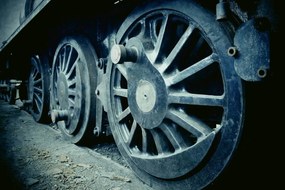 DIMEX | Vliesová fototapeta Starý parní vlak MS-5-2904 | 375 x 250 cm | modrá, šedá