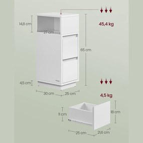 Vasagle Noční stolek ROBIN, 30x25x65cm, bílá