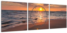 Obraz srdce v písku (s hodinami) (90x30 cm)