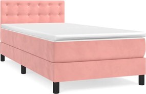 Box spring postel s matrací růžová 80 x 200 cm samet 3141514