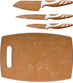 4-dílná sada kuchyňských nožů s deskou ROYALTY LINE Gold 50353