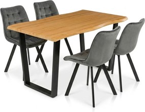 Vikio Jídelní set pro 4 osoby 160x90 cm dub noha U šedá židle VJS156-4S-S