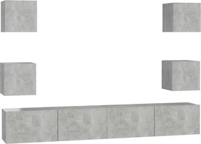 6dílný set TV skříněk betonově šedý kompozitní dřevo 3079083