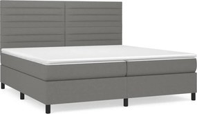 Box spring postel s matrací tmavě šedá 200x200 cm textil 3141882