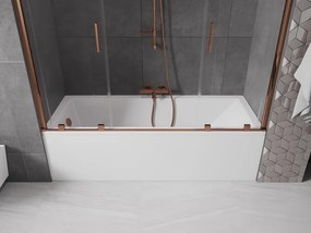 Mexen Velar Duo, 2-křídlová posuvná vanová zástěna 200 x 150 cm, 8mm čiré sklo, růžové zlato profil, 896-200-000-02-60