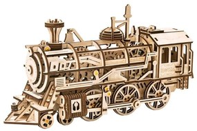 Robotime 3D dřevěné mechanické puzzle Parní lokomotiva 350 ks