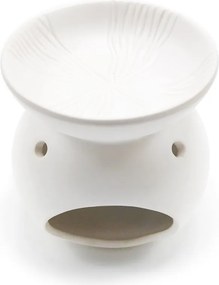 Bílá keramická aromalampa na esenciální oleje – minimalistický design, motiv kruhů