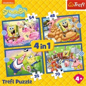 TREFL Puzzle SpongeBobův život 4v1 / 35+48+54+70 dílků / 28,5 x 20,5 c