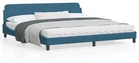 Rám postele s čelem modrý 200 x 200 cm samet