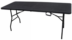 Campingový stůl černý 180x74 skládací s madlem pro snadné přenášení AZ-K1003 BK
