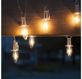 Rozšiřovací LED venkovní řetěz CONE FILAMENT 20xE10 14m čirá/teplá bílá IP44