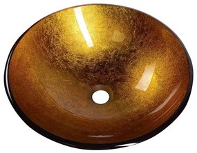 Sapho Ago Skleněné umyvadlo průměr 42 cm, zlatě oranžová 2501-19