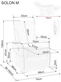 Elektrické polohovací křeslo Solon Velvet s masáží skořicové