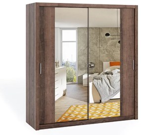 Zrcadlová šatní skříň s posuvnými dveřmi Veria 200 Barevné provedení: Dub monastery
