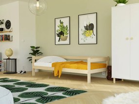 Benlemi Jednolůžková postel ze dřeva SAFE 5v1 se zábranou Zvolte barvu: Nelakovaná, Zvolte rozměr: 80x160 cm, Zvolte zábranu: S otevřeným vstupem