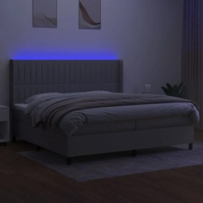 Box spring postel s matrací a LED světle šedá 200x200 cm textil 3138501