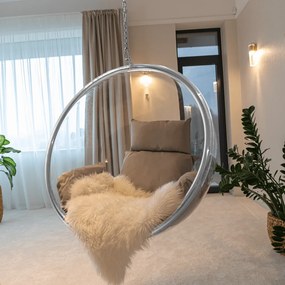 Závěsné křeslo, transparentní/stříbrná/šedá, BUBBLE NEW TYP 1