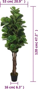 vidaXL Umělý fíkus lyrový 134 listů 120 cm zelený [359012]