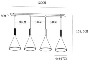 Lucide 35410/04/30 - Lustr na lanku GIPSY 4xE27/25W/230V
