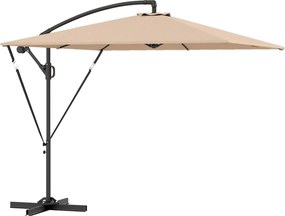 Umbrella Outsunny S Táhlem Ø260 cm s UV Ochrannou 50+ Voděodolný Slunečník s Podstavcem, Krytem, Klikou a Bezpečností proti Větru, Odklápěcí Zahradní