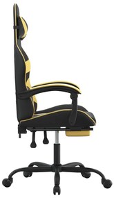 Otočná herní židle s podnožkou černá a zlatá umělá kůže - Default Title