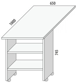 Stůl výsuvný-pod zvýšené jednolůžko Domestav D707 Materiál: Buk cink, Povrchová úprava: Přírodní provedení