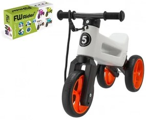 Odrážedlo FUNNY WHEELS Rider SuperSport bílé/oranž 2v1+popruh, výška sedla 28/30cm nosnost 25kg 18m+