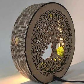 Dřevěná LED lampa Strom života s mechem - noční lampa I SENTOP LED0633