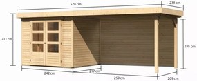 Dřevěný zahradní domek ASKOLA 3 s přístavkem 280 Lanitplast Antracit